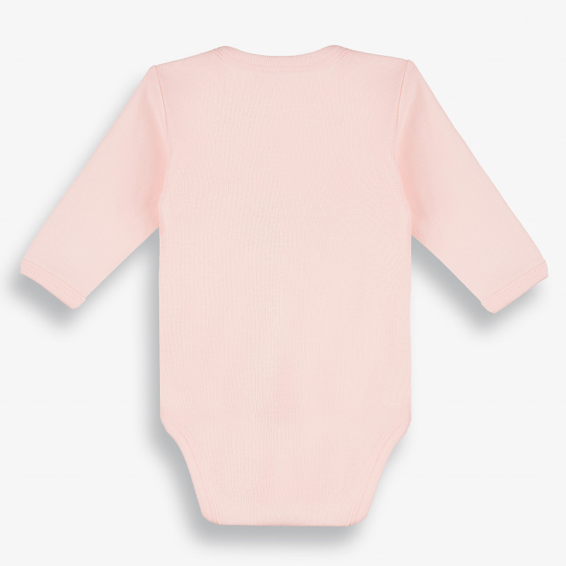 Pippo&Peppa Бебешко боди с дълъг ръкав с цветна щампа на птички, розово ...