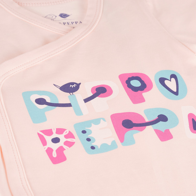 Pippo&Peppa Бебешко боди с къс ръкав и предно закопчаване, розово за ...